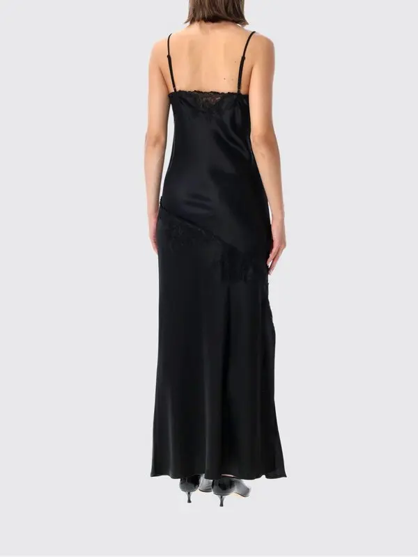 BY MALENE BIRGER Long Satin Slip Dress With V-neck And Lace Inserts