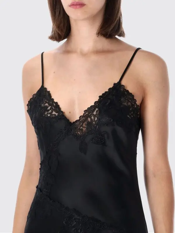 BY MALENE BIRGER Long Satin Slip Dress With V-neck And Lace Inserts