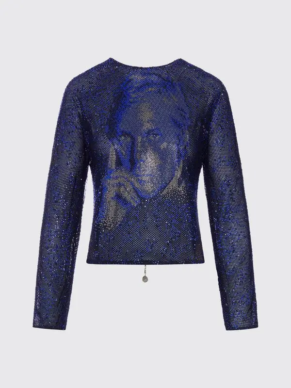 Giorgio Armani Long-sleeved Polyamide Evening Top With Rhinestones