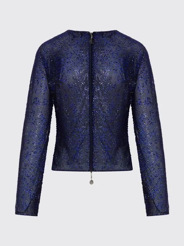 Giorgio Armani Long-sleeved Polyamide Evening Top With Rhinestones