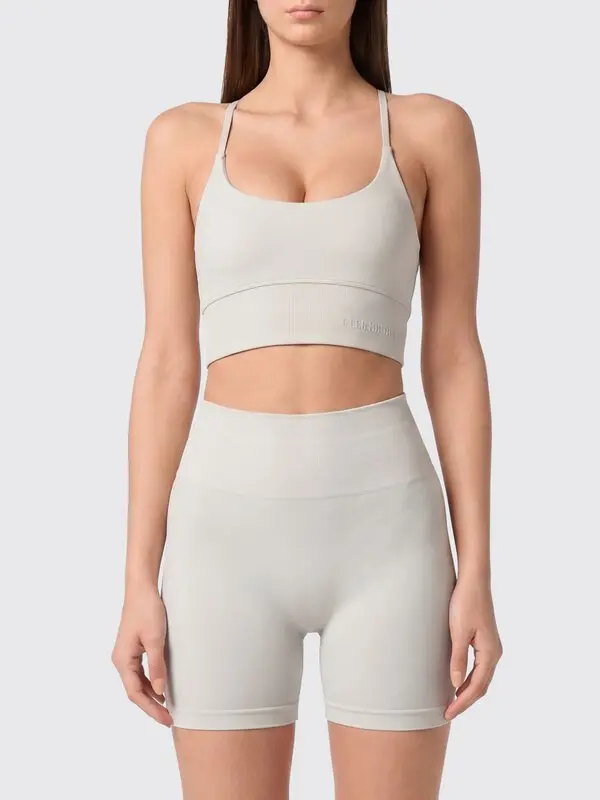 PLEIN SPORT Cropped Sports Bralette Top With Criss-cross Straps - Grey