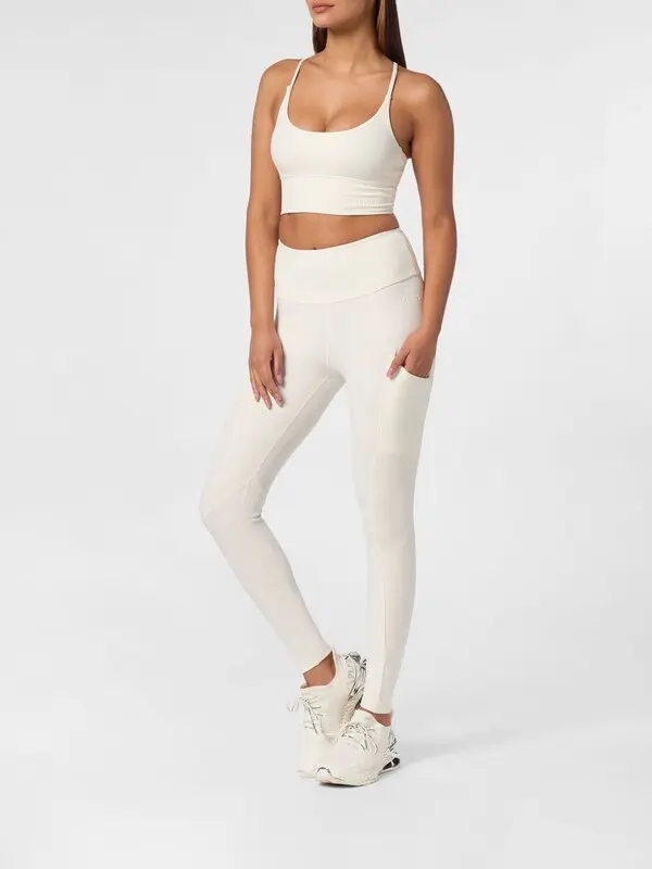 PLEIN SPORT Cropped Sports Bralette Top With Criss-cross Straps - White