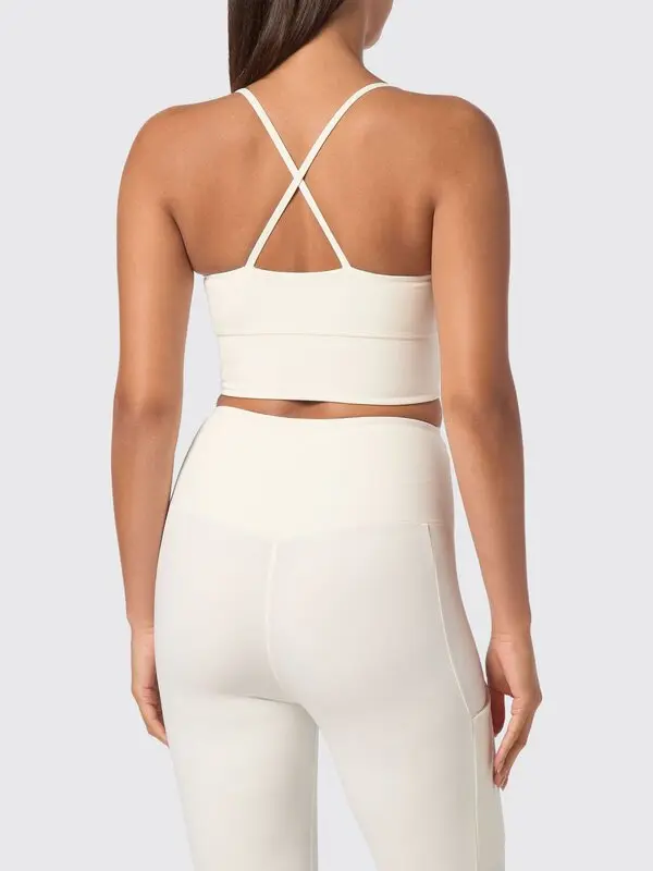 PLEIN SPORT Cropped Sports Bralette Top With Criss-cross Straps - White