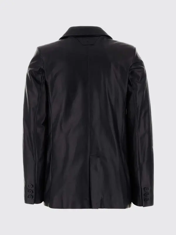 SALVATORE SANTORO Double-breasted Ovine Leather Blazer With Classic Lapels