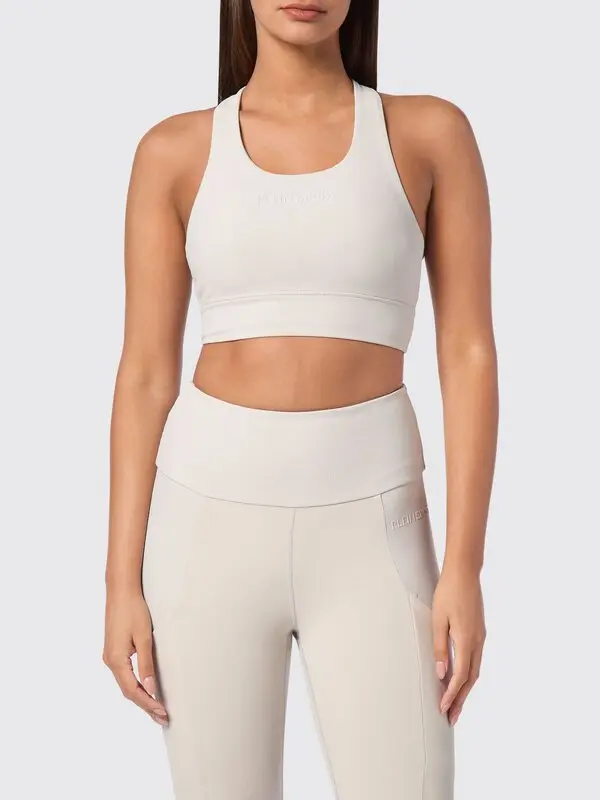PLEIN SPORT Cropped Slim Fit Sports Top In Jersey With Criss-cross Straps - Grey