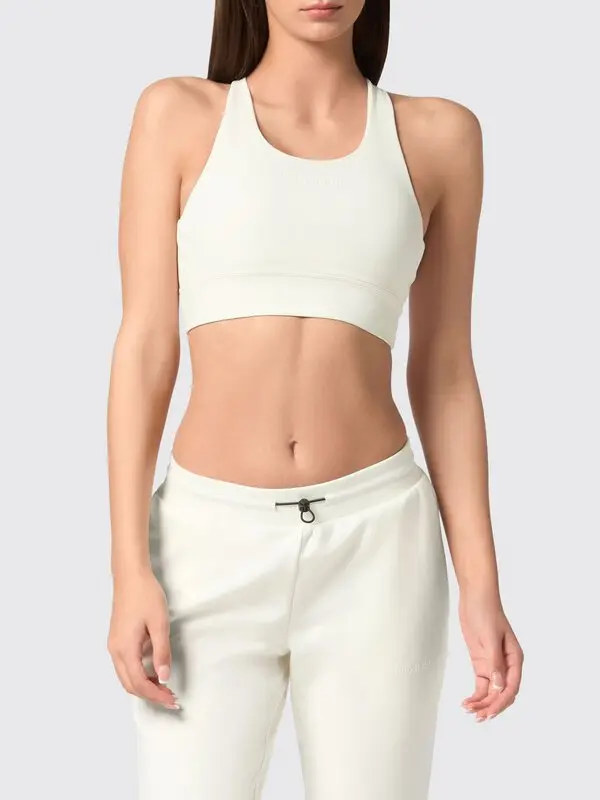 PLEIN SPORT Cropped Slim Fit Sports Top In Jersey With Criss-cross Straps - White