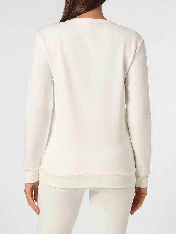 PLEIN SPORT Cropped Crew-neck Jersey Sweatshirt With Tone-on-tone Logo