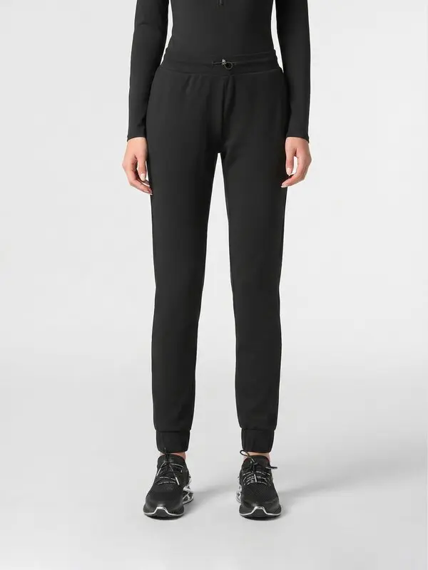 PLEIN SPORT Jersey Jogger Trousers With Drawstring And Contrasting Logo - Black