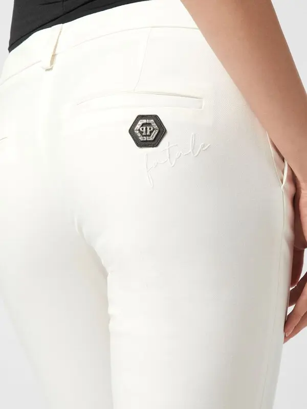 Philipp Plein Mid-rise Skinny Stretch Cady Trousers With Hexagon Logo