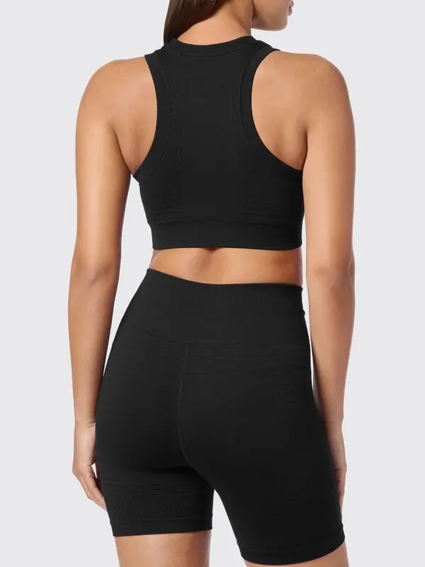 PLEIN SPORT Cropped Slim Fit Jersey Sports Top With Contrasting Logo