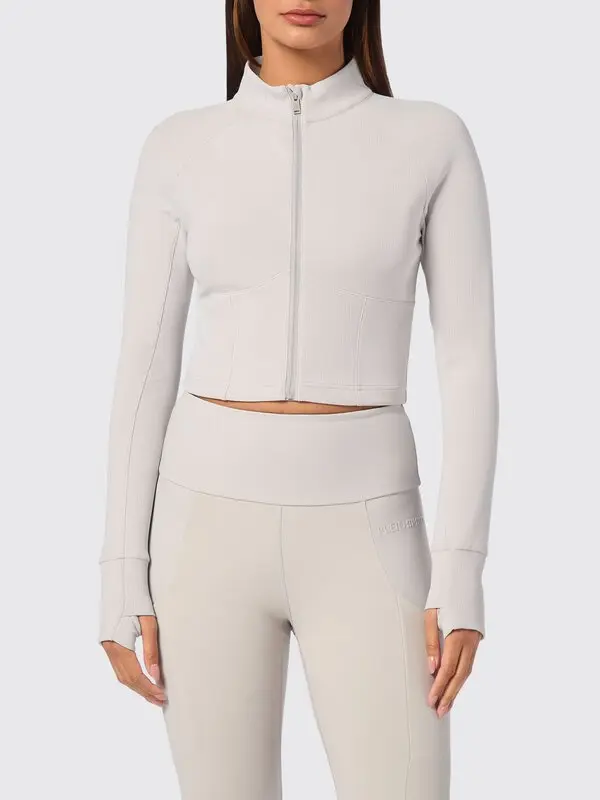 PLEIN SPORT Long-sleeve Slim Fit Sports Top In Jersey With Zip Closure - Grey