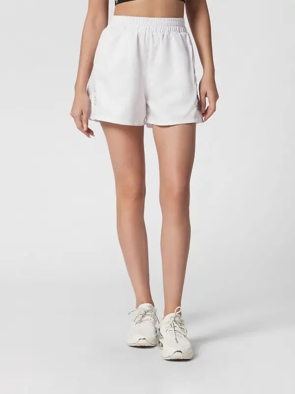 PLEIN SPORT Sports Shorts In Technical Fabric With Elastic Waistband - White