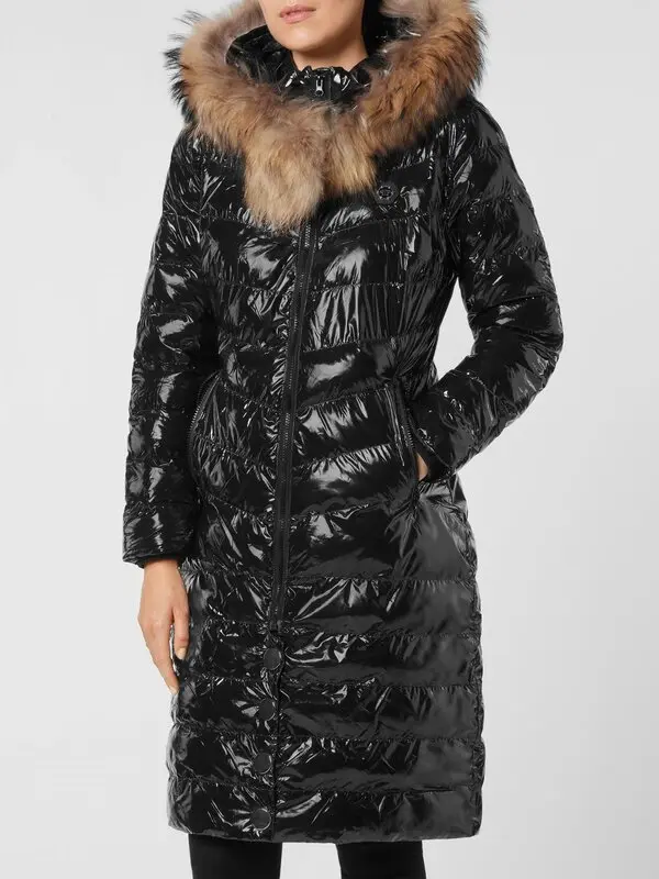 Philipp Plein Padded Jacket With Fur Trimmed Hood - Black