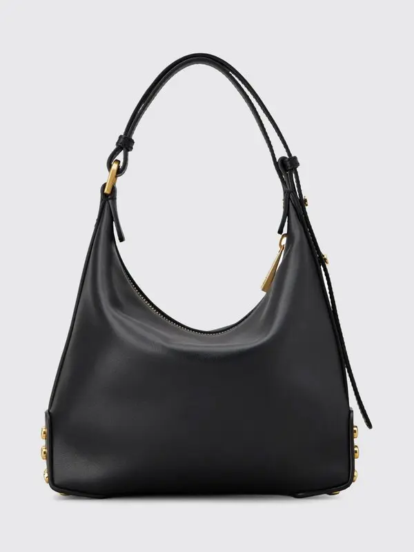 TOD'S Studded Leather Shoulder Bag - Black
