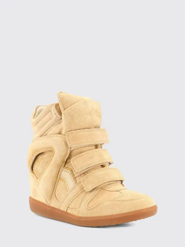 Isabel Marant Étoile Bekett High-top Wedge Sneakers In Suede Calfskin - Beige