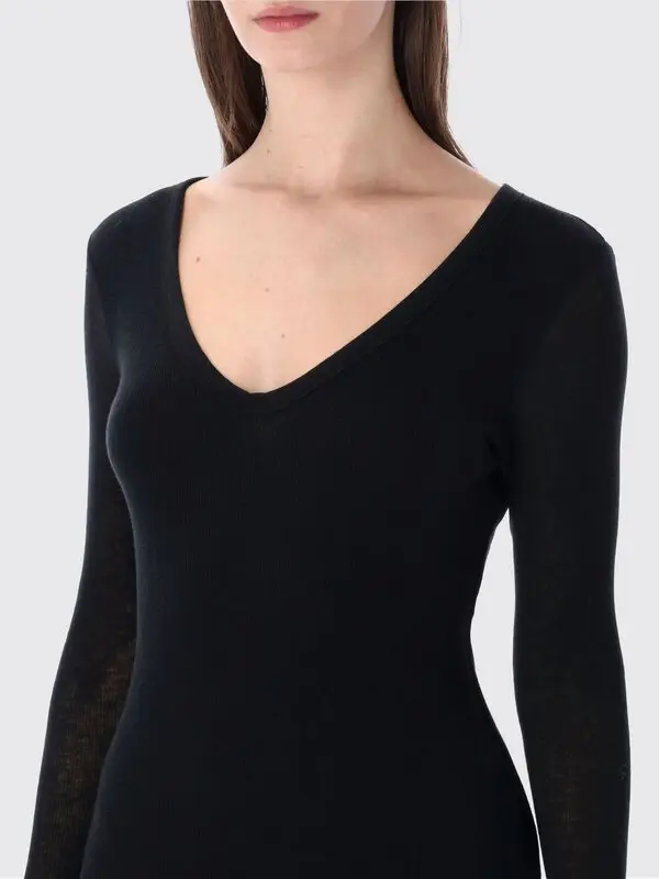 JAMES PERSE V-neck Cotton And Cashmere Midi Sheath Dress