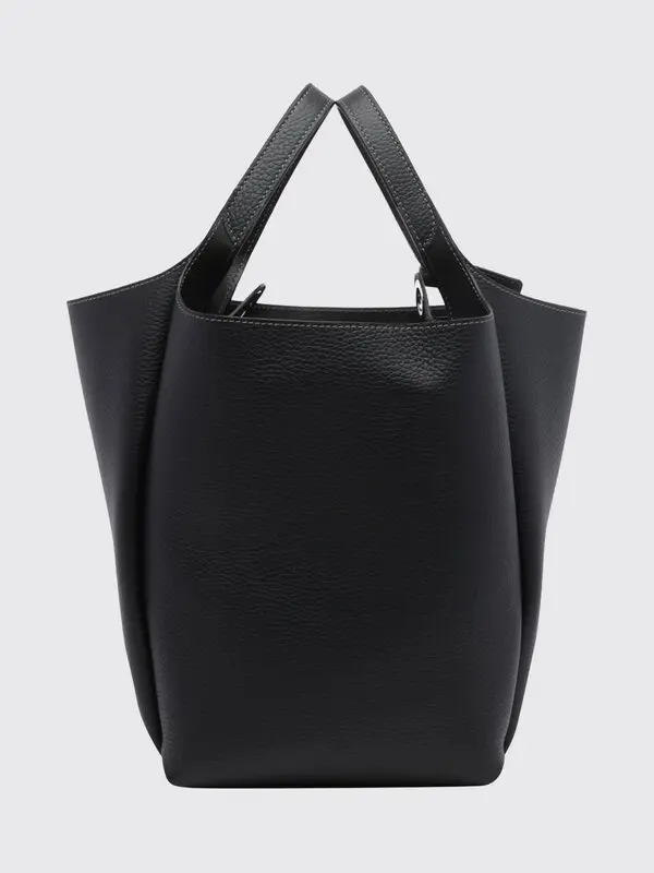 TOD'S Hammered Leather Bucket Bag With Double Handle And Charm - Black