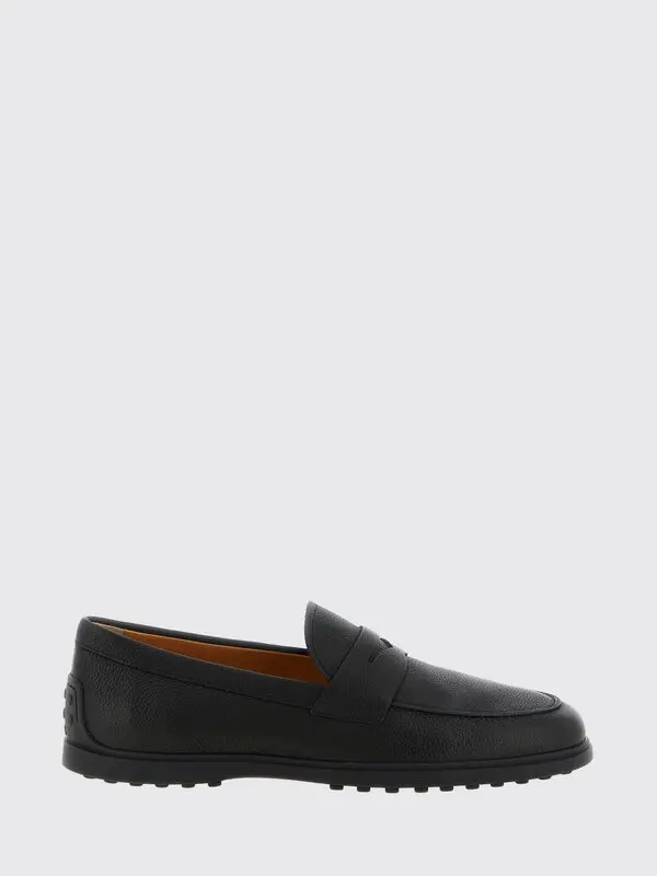 TOD'S Grained Leather Penny Loafers With Rubber Pebble Sole