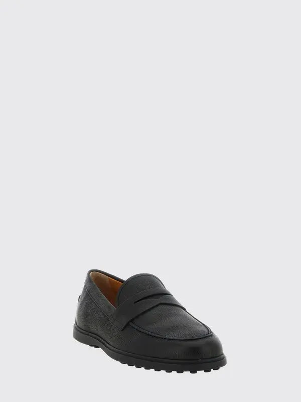 TOD'S Grained Leather Penny Loafers With Rubber Pebble Sole