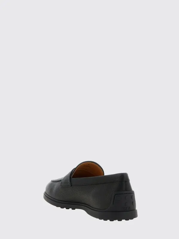 TOD'S Grained Leather Penny Loafers With Rubber Pebble Sole