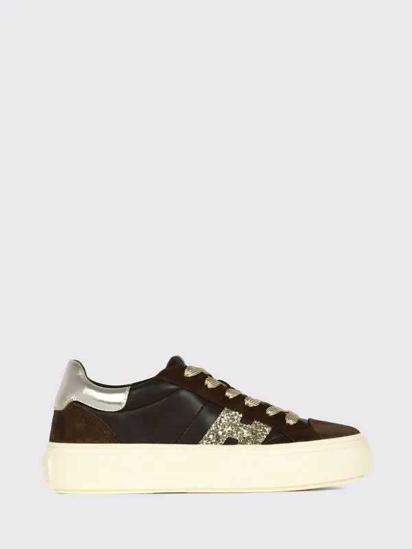 Hogan Crosswind Sneakers With Glitter Logo And Platform Sole - Brown