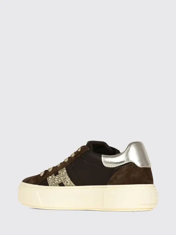 Hogan Crosswind Sneakers With Glitter Logo And Platform Sole - Brown