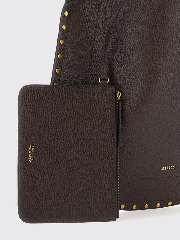 Isabel Marant Étoile Oskan Studded Calfskin Hobo Bag With Removable Pouch - Brown