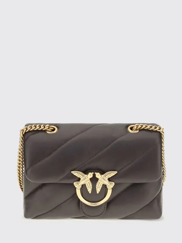 Pinko Classic Love Bag Puff Mini Bag In Quilted Nappa With Love Birds Buckle - Brown