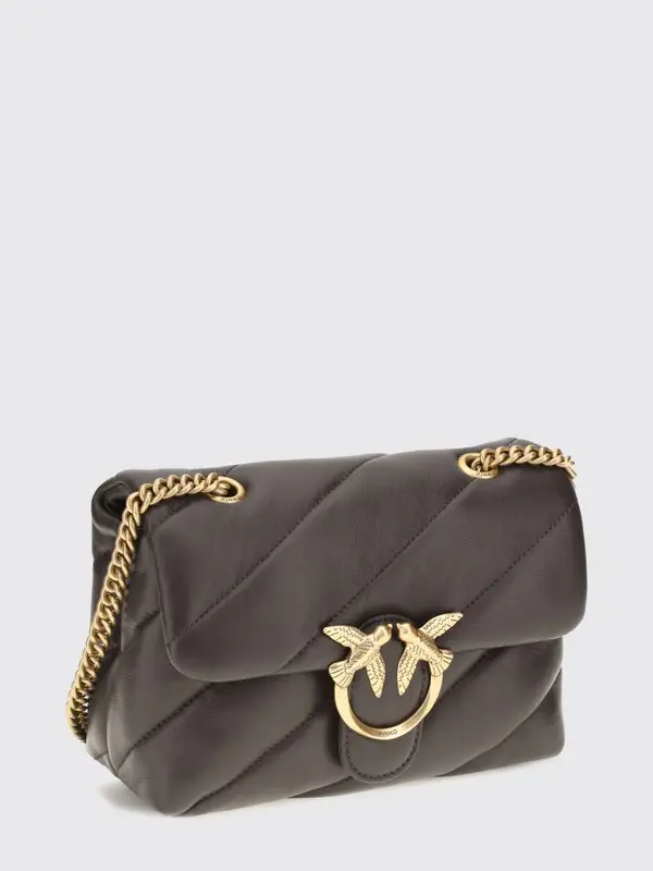 Pinko Classic Love Bag Puff Mini Bag In Quilted Nappa With Love Birds Buckle - Brown