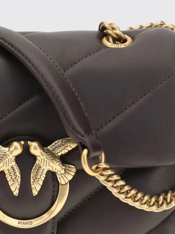 Pinko Classic Love Bag Puff Mini Bag In Quilted Nappa With Love Birds Buckle - Brown