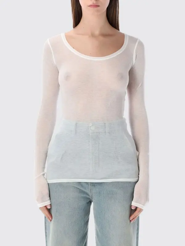 American Vintage Slim Fit Long-sleeved Cotton T-shirt - White