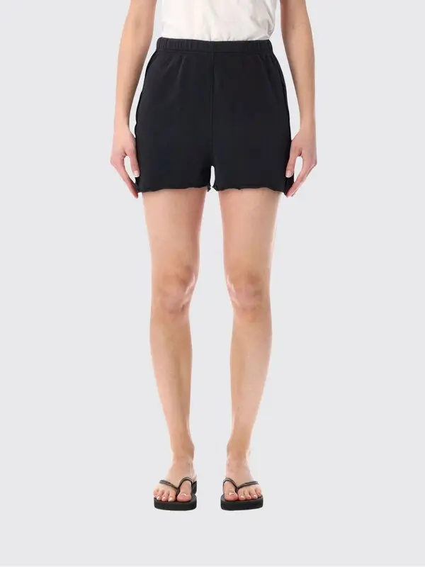 American Vintage High-waisted Stretch Cotton Jogging Shorts - Black
