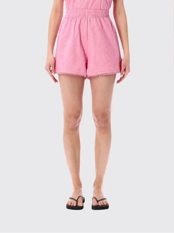 American Vintage High-waisted Cotton Shorts With Elasticated Waist - Pink