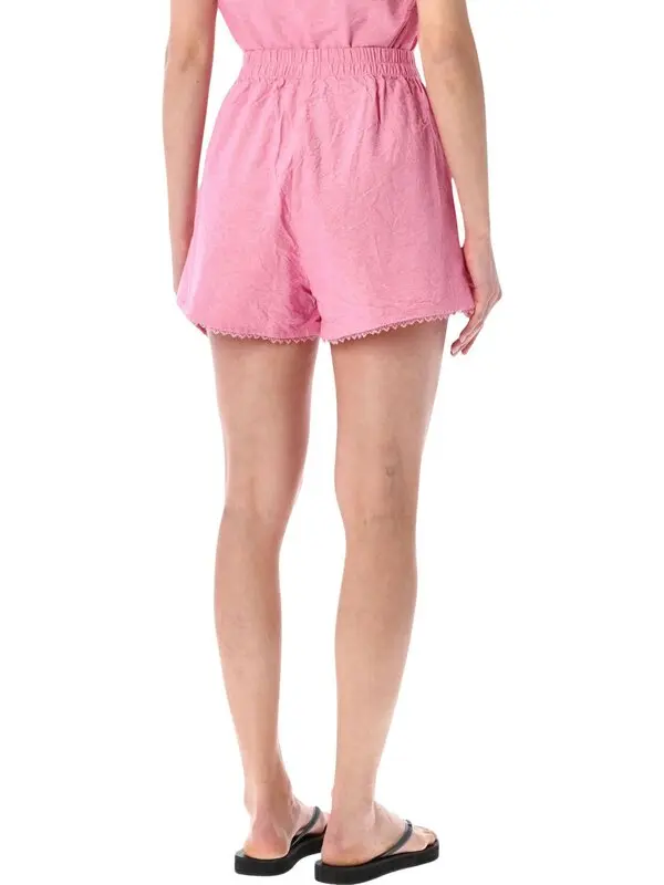 American Vintage High-waisted Cotton Shorts With Elasticated Waist - Pink