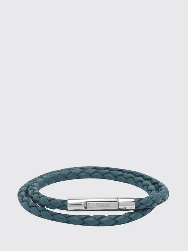 TOD'S Braided Leather Double Wrap Bracelet - Blue