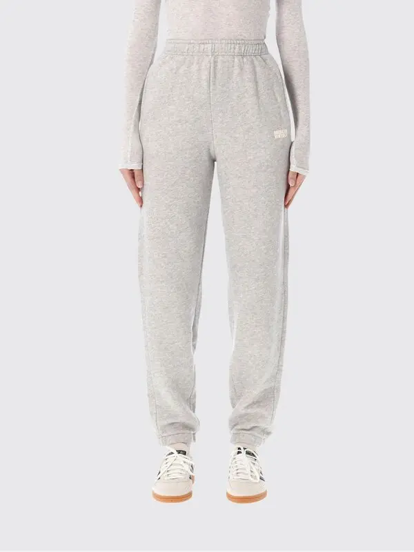 American Vintage High-waisted Linen And Cotton Track Trousers - Grey