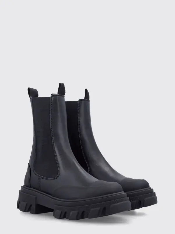 GANNI Recycled Leather Chelsea Boots With Lug Sole And Rubber Toe