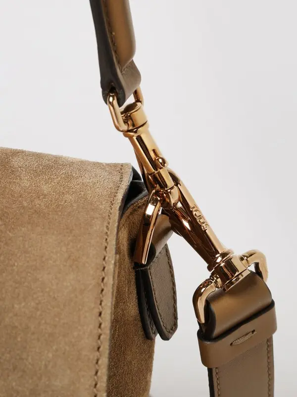 TOD'S Timeless Shoulder Bag In Suede Calfskin - Burnt