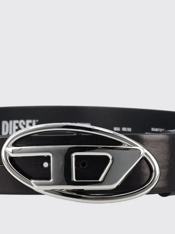 DIESEL® B-1dr Leather Belt With Oval D Logo Buckle