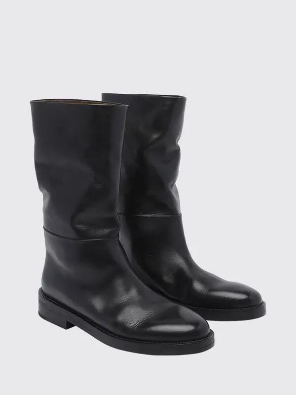 Marsèll Tubetto Calf-high Biker Boots In Distressed Leather - Black