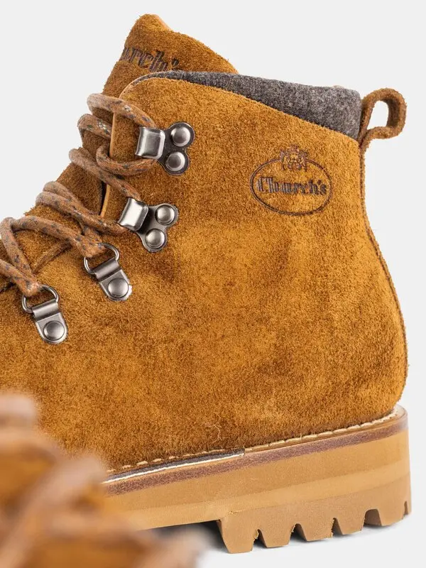 Church's Suede Lace-up Ankle Boots With Round Toe And Lug Sole