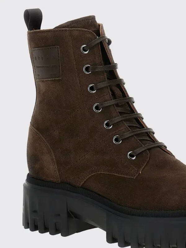 Hogan Lace-up Suede Calf Leather Combat Boots