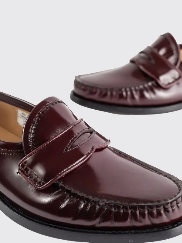 Thom Browne Calfskin Penny Loafers With Tri Flag Detail - Burgundy
