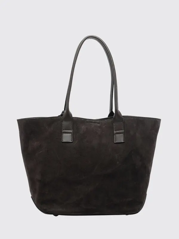Hogan Address Suede Tote Bag With Charm And Removable Pouch - Brown