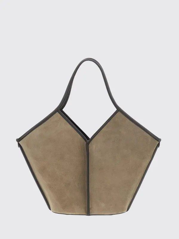 Hereu Calella Flared Suede Leather Tote Bag With Double Handle - Grey