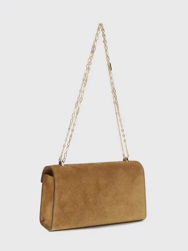 Savette Symmetry Suede Shoulder Bag With Double Metal Handle