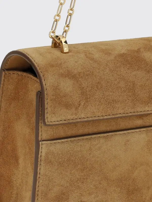 Savette Symmetry Suede Shoulder Bag With Double Metal Handle