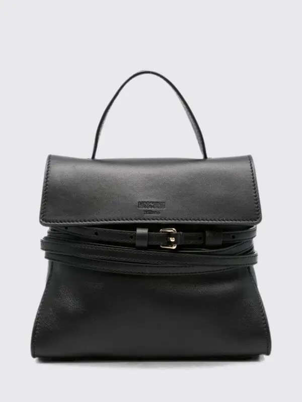 Moschino Tie Me Leather Mini Handbag - Black