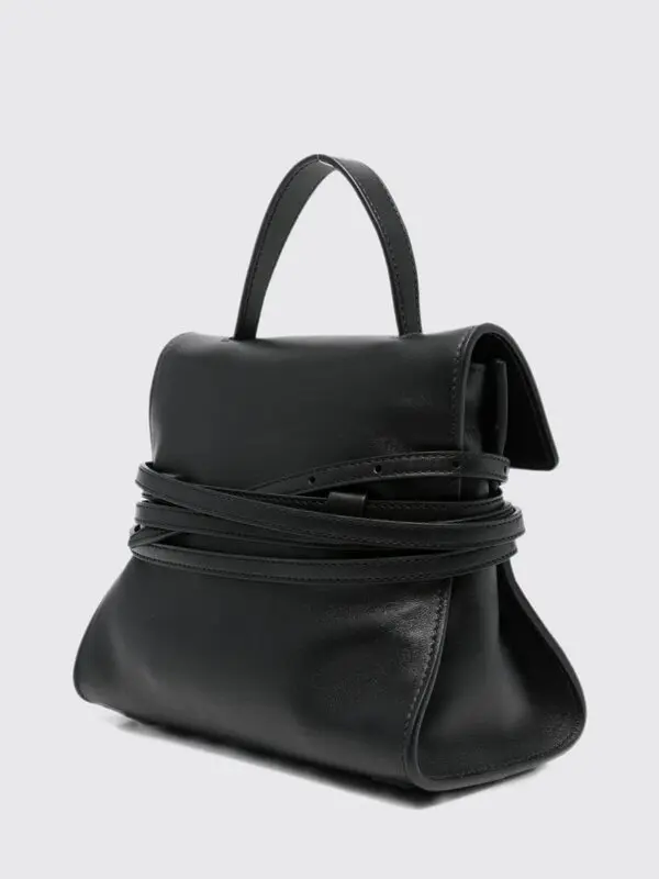 Moschino Tie Me Leather Mini Handbag - Black