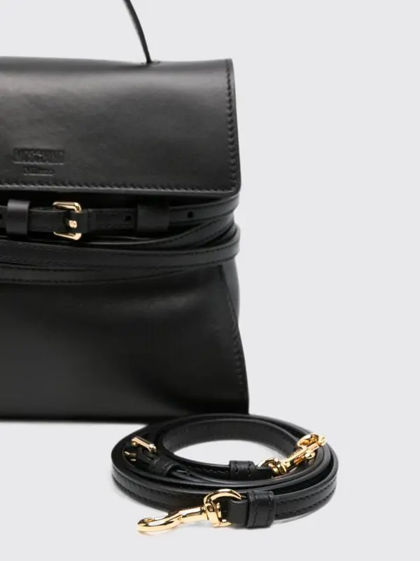 Moschino Tie Me Leather Mini Handbag - Black
